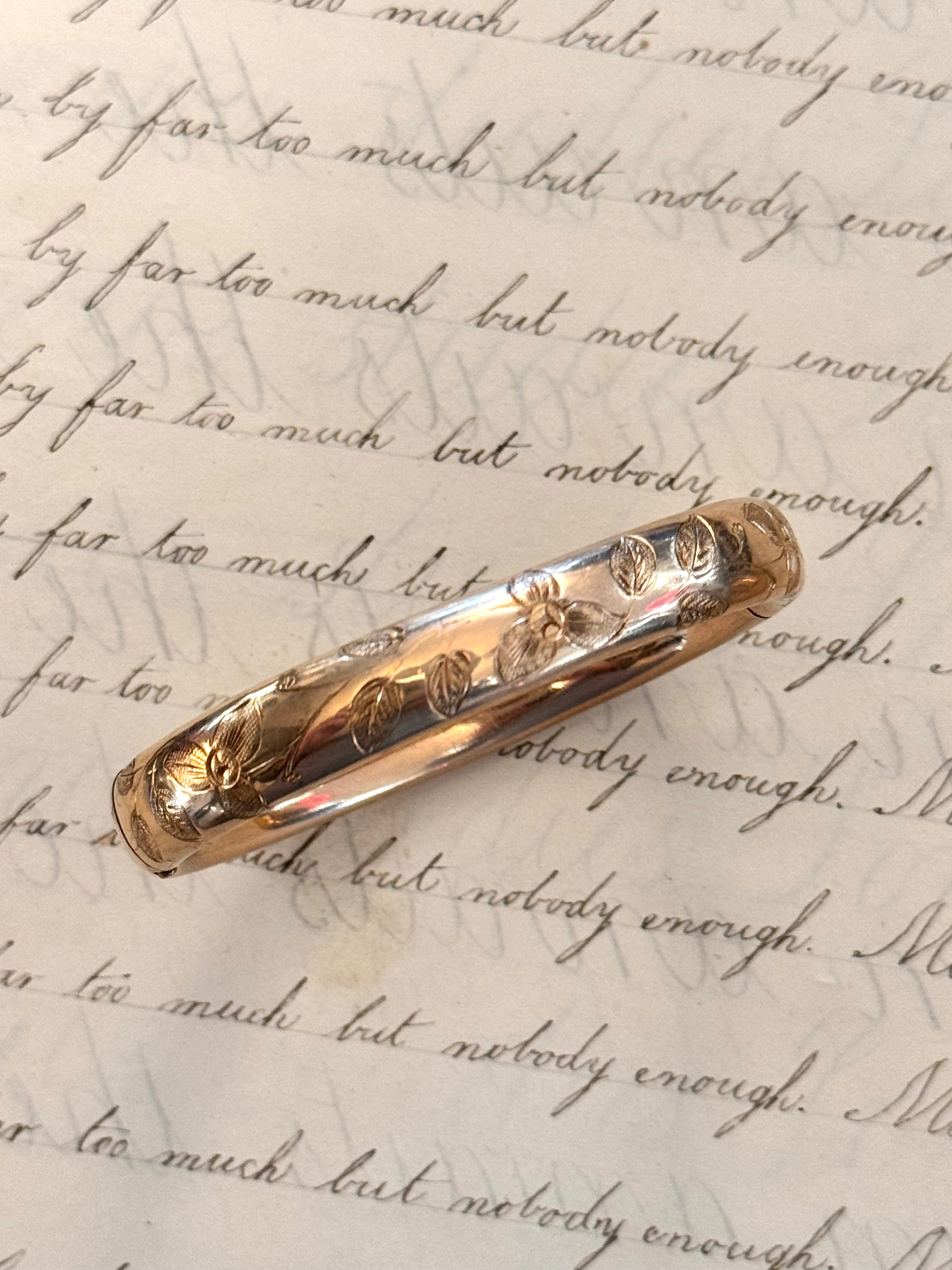 Hinged Gold Filled Bangle with Floral Engraving – Jessica Kagan Cushman
